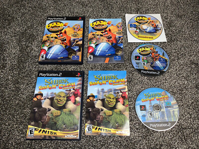PS2 PlayStation Kart Racing Lot Crash Bandicoot Nitro Kart & Shrek ...