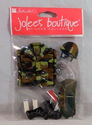 Army Fatigues 3D Scrapbook Stickers Green Camo Boots Dog Tags JB058 EK ...