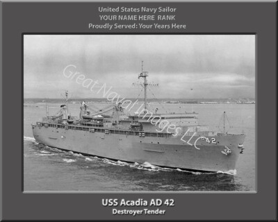 USS Acadia AD 42 Personalized Canvas Ship Photo Print Navy Veteran Gift ...