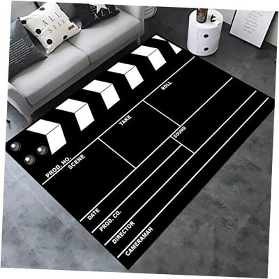 Movie Clapboard Area Rug Movie Night Home Theater Film Art Rugs Cinema ...
