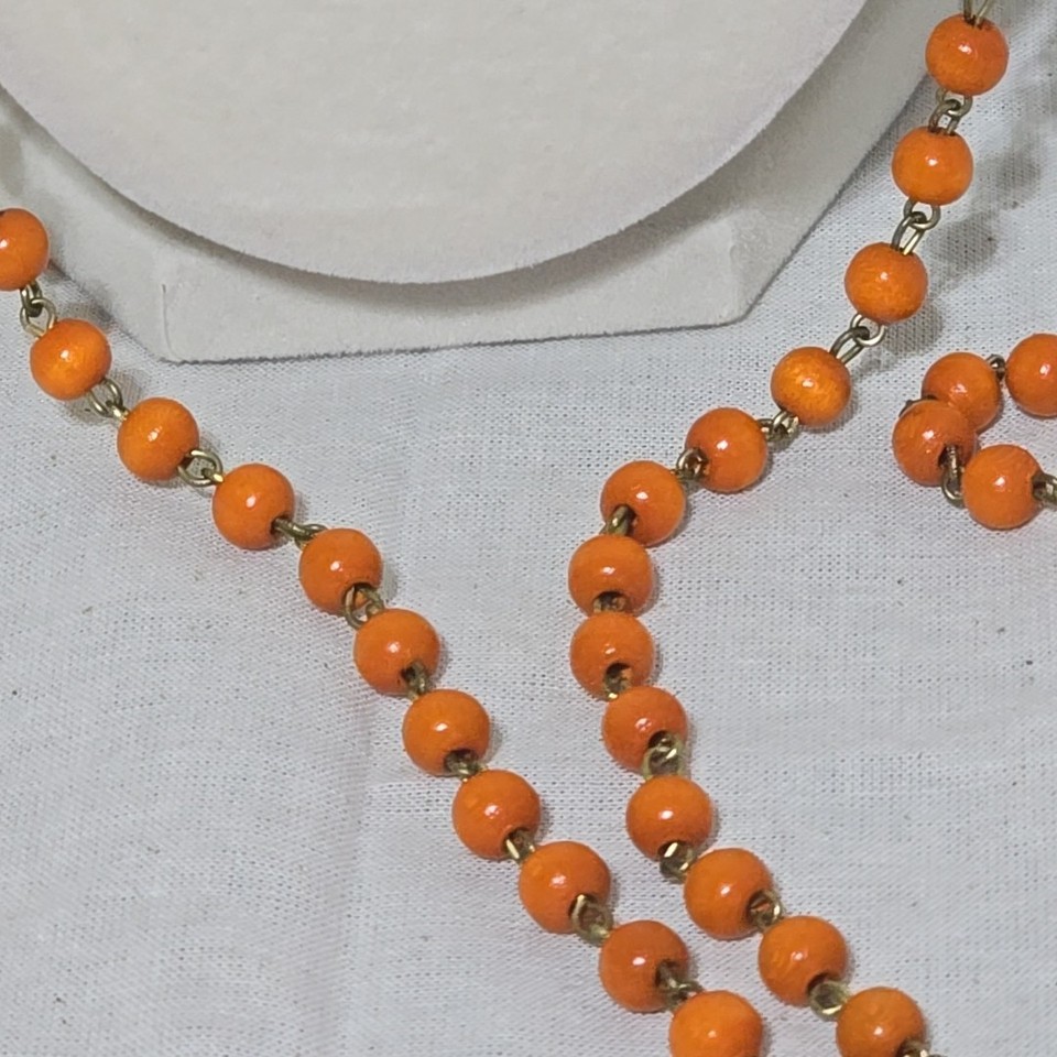 Orange Painted Beaded Necklace Small Boho Nature Western Layer | eBay