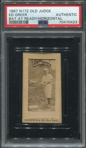 1887 N172 Old Judge Mini Ed Greer Bat at Ready Brooklyn Bridegrooms ...