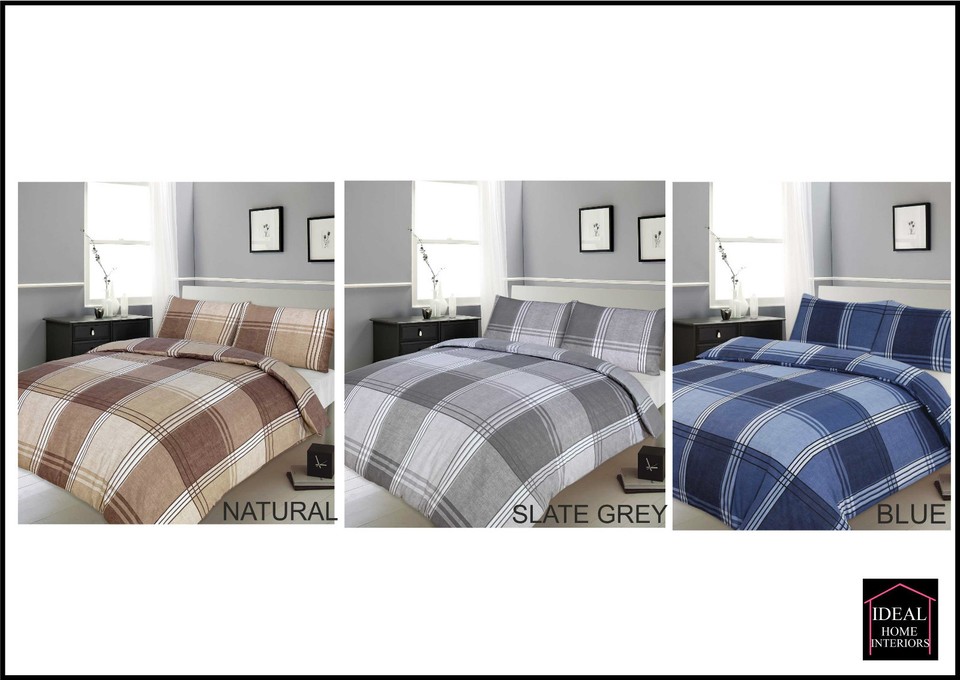 New Bedford Check Print Duvet/Quilt Cover Bedding Set - Single, Double ...