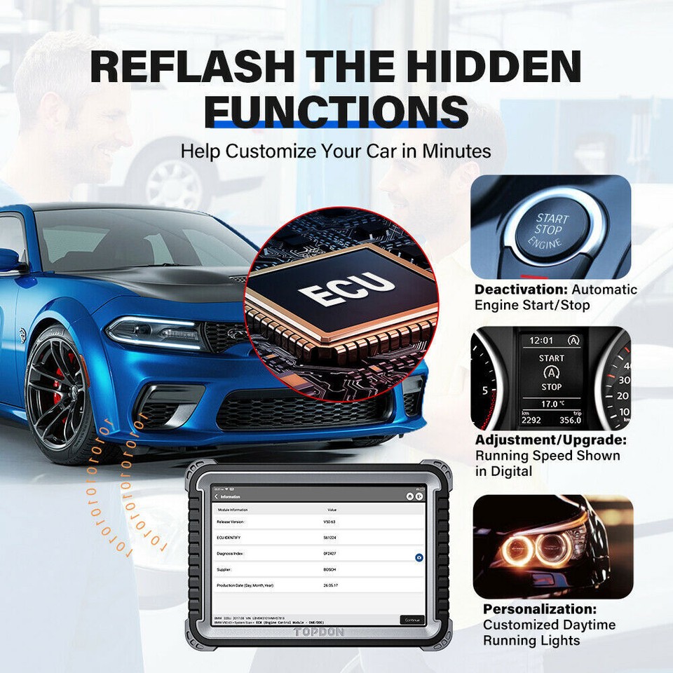 TOPDON Phoenix Plus 2 Bidirectional Car Diagnostic Scanner €CU Coding ...