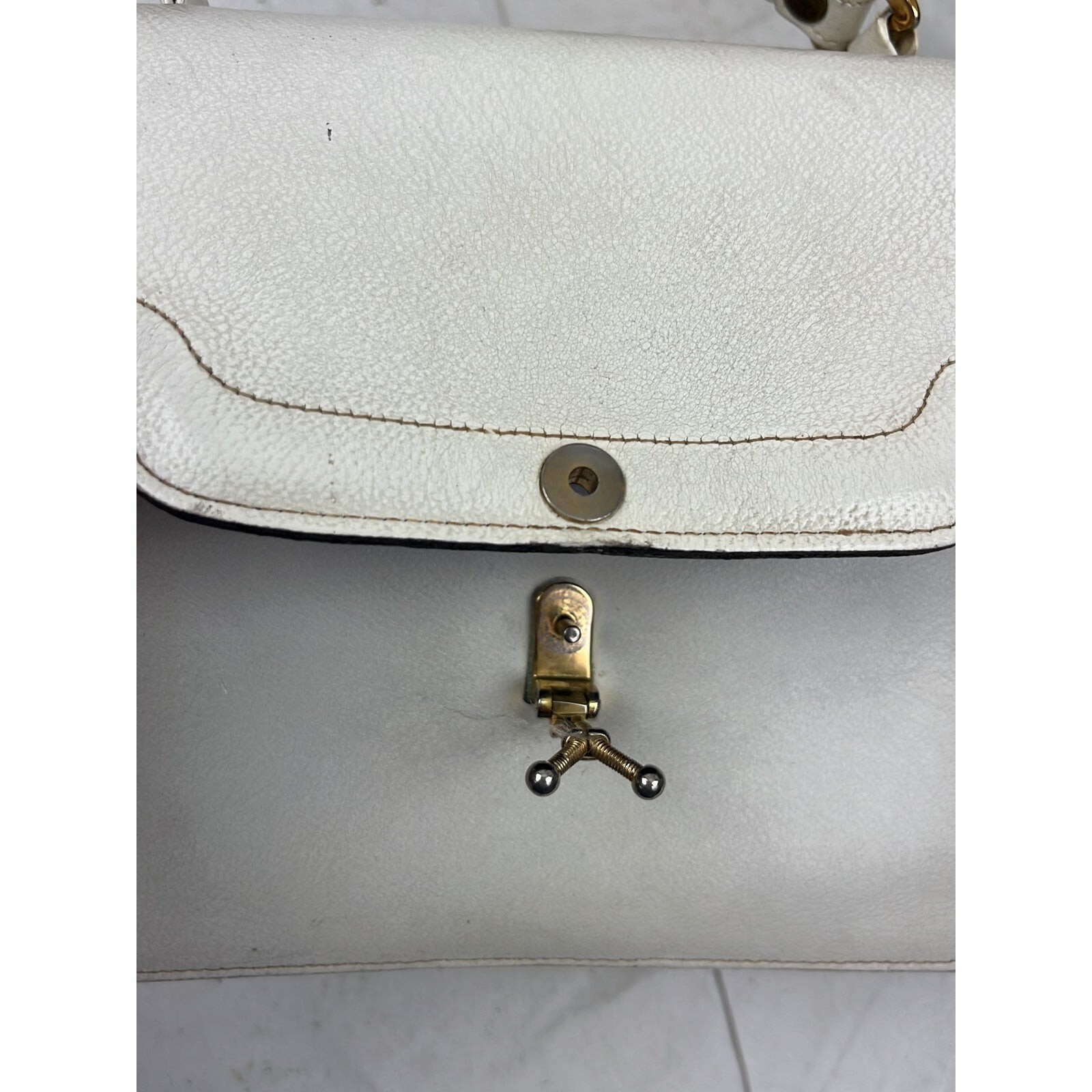 Vintage 1960’s Ronay Small White Leather Handbag Purse - Gem