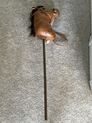 Aurora - Ride On - 37" Giddy Up Stick Pony - Dark Brown Leather Horse W ...