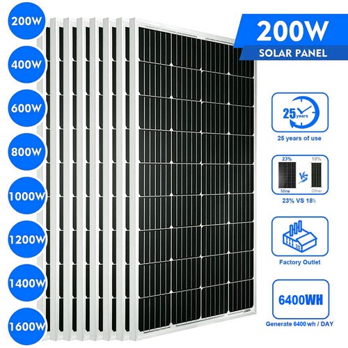 200W 1000W Solar Panel 12V Solar Battery Home PV Off-Grid Boat Solar ...