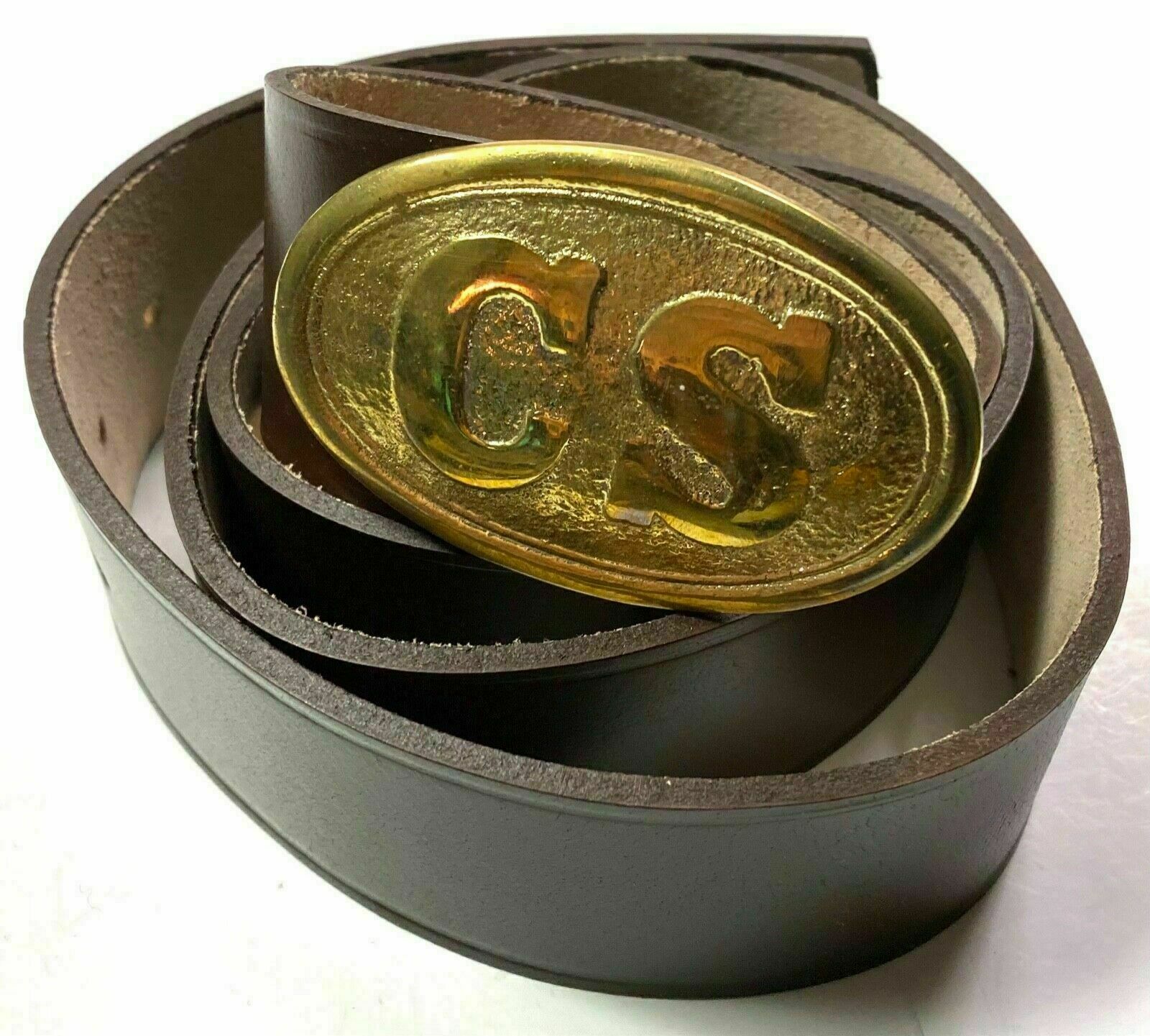 CS Buckle Leather Army Waist Belt Civil War US Union Confederate Hand ...