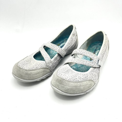 Skechers Women’s Gray Lace Sz 7.5 Breathe Easy Calmly Mary Jane Shoes ...