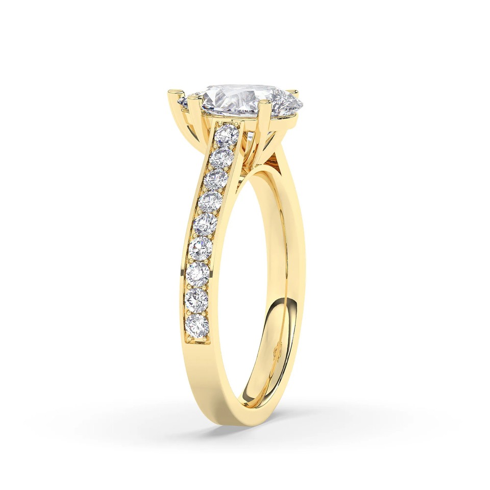 Pear Diamond Engagement Ring 18k Yellow Gold Labgrown 5.45 Ct Solitaire ...