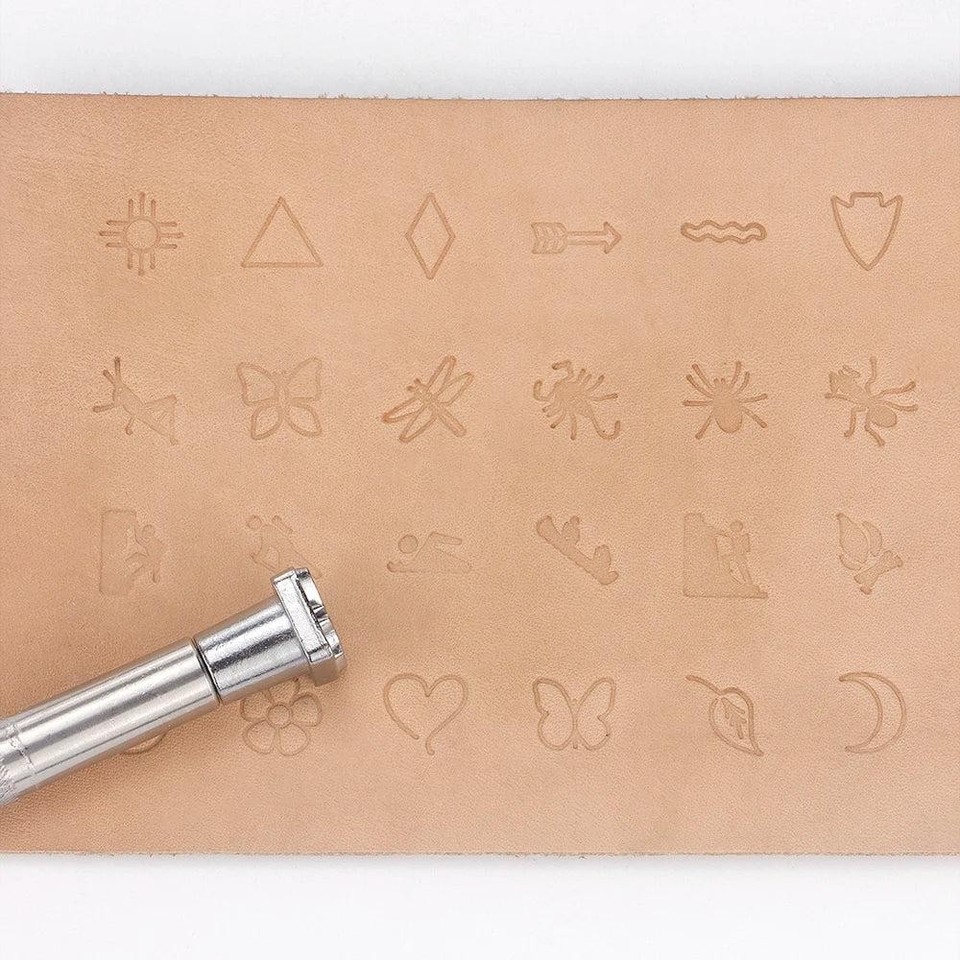 32Pcs Artificial Leather Stamp Punch Stamping Kit Animals Plants ...