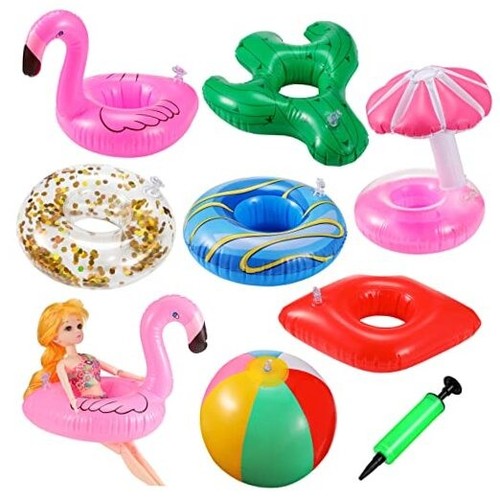 6 Pcs Pool Floaties for Girl Dolls Swim Accessories Set Swimming Pool ...