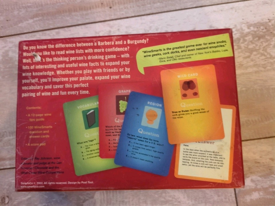 Wine Smarts Party Game, Alcohol Drinking Game, Card Game | eBay