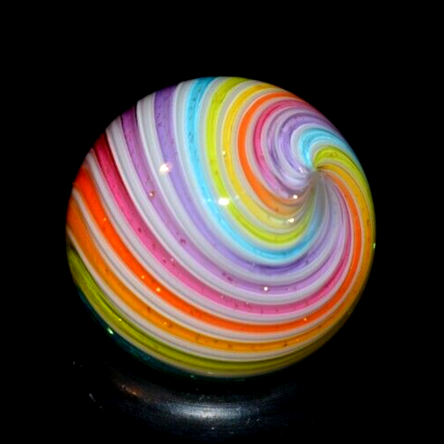 HOT HOUSE GLASS MARBLE/.683"-PASTEL DICHROIC RAINBOW STRIPE #642 ...