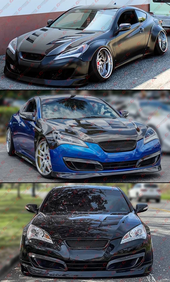 For 2008-2012 Hyundai Genesis KDM Mesh Style Gloss Black Front Mesh ...