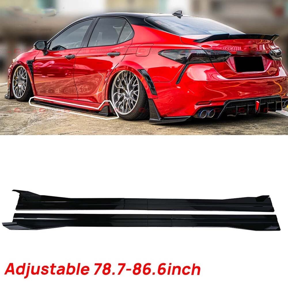 For Toyota Camry XSE SE 18-24 Solid Gloss Black Side Skirt Extension ...