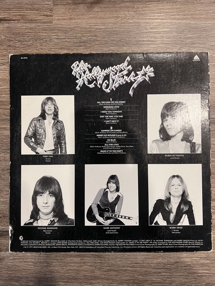The Hollywood Stars - Self Titled 1977 Vinyl Record LP Arista Label ...