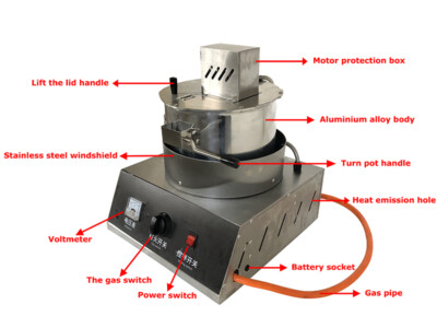 110V Stainless Steel Spherical Popcorn Machine Gas heating 17.6 OZ/pot ...