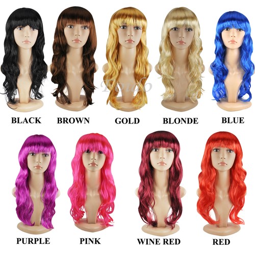 WOMEN’S SEXY LONG CURLY FANCY DRESS WIGS COSPLAY COSTUME LADIES FULL ...