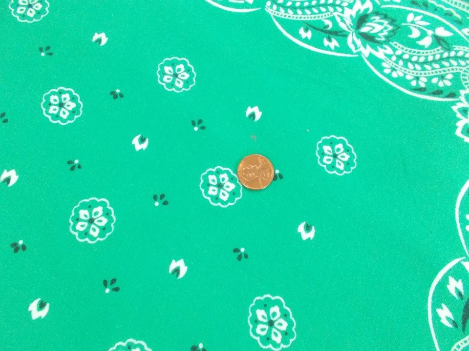 Vtg Antique GREEN FAST COLOR USA Cotton Biker KERCHIEF BANDANA ...
