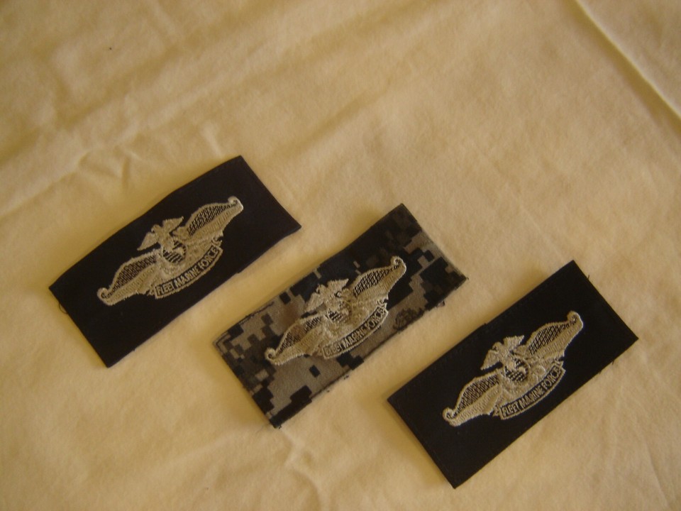 U.S. Navy Fleet Marine Force 3 Patches, 2 dark blue & 1 blue Camo cloth ...