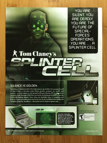 Tom Clancy's Splinter Cell Gamecube GBA Xbox 2002 Print Ad/Poster ...