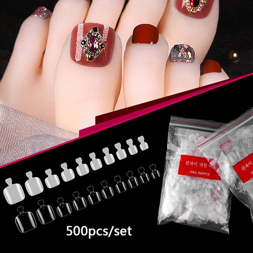 500Pcs Artificial Acrylic Toe False Nails Tips Clear Foot Fake Nails ...