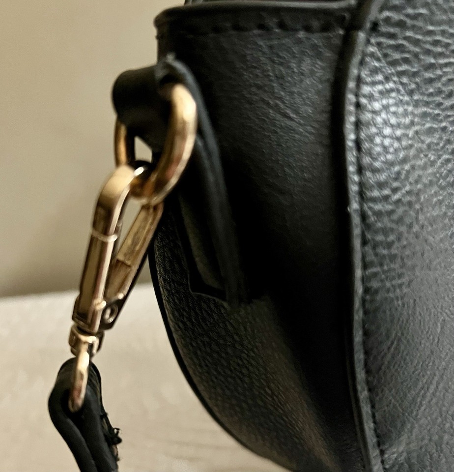 Collection XIIX Black Leather Pocket Adjustable Strap Round Crossbody ...