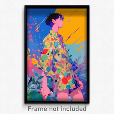 Art Poster - Man Feeling Anticipation Wearing Vibrant Short Dress ...