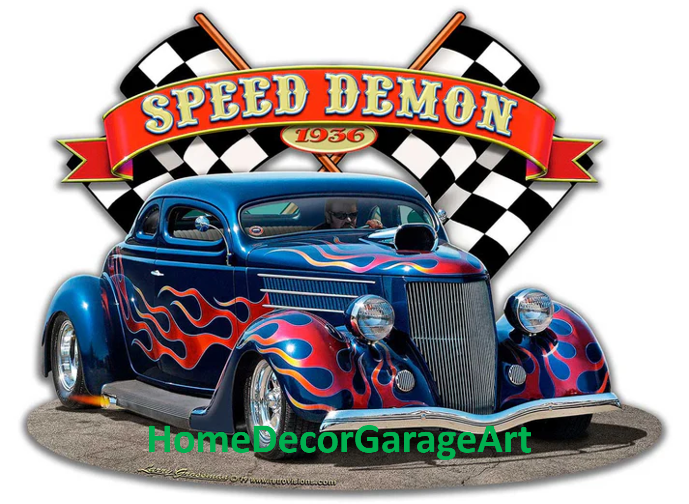 1936 Blown Coupe Hot Rod Cutout Shape Metal Sign Vintage Style Garage ...