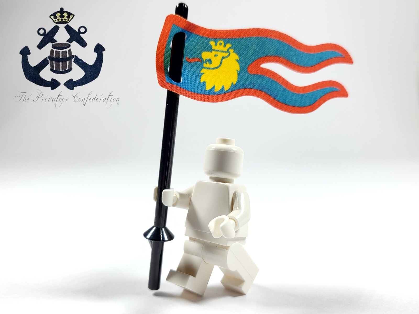 LEGO 2022 Castle Lion Knight Cloth Flag 8 x 3 Wave 100731 + Pole For ...