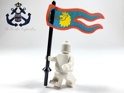 LEGO 2022 Castle Lion Knight Cloth Flag 8 x 3 Wave 100731 + Pole For ...
