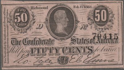 Confederate T72 Fifty Cent Note | eBay