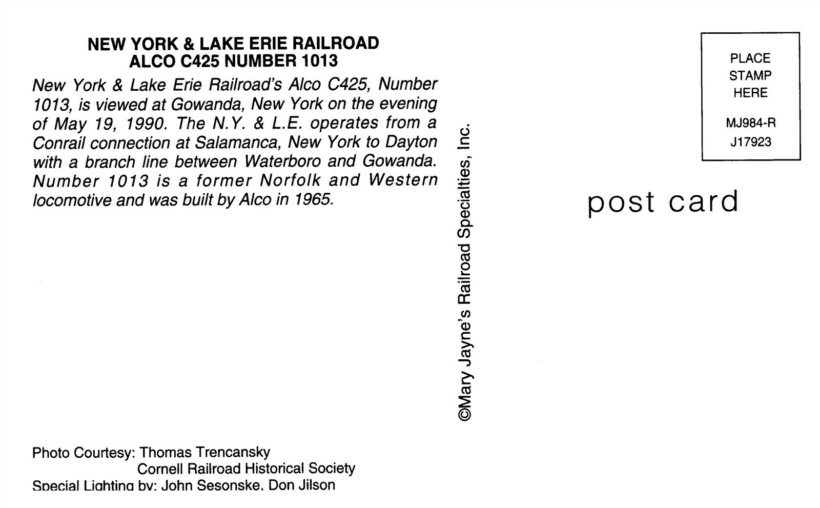 Railroad Train New York & Lake Erie RR Alco C425 #1013 Gowanda New York ...