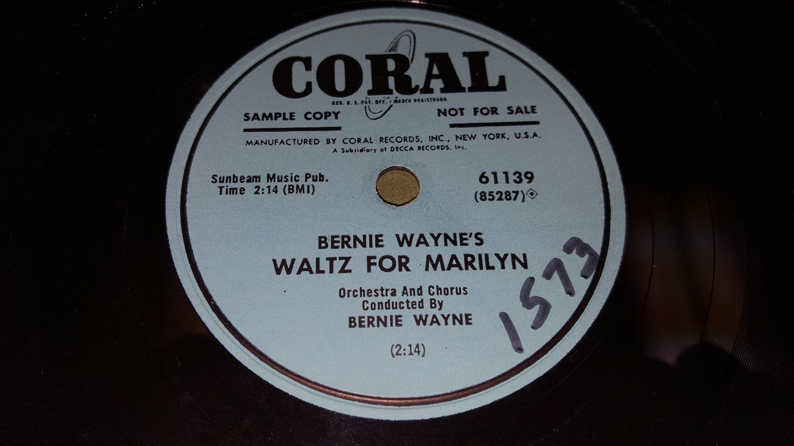 BERNIE WAYNE Waltz For Marilyn (Monroe)/ Boca Chica Coral 61139 Exotica ...