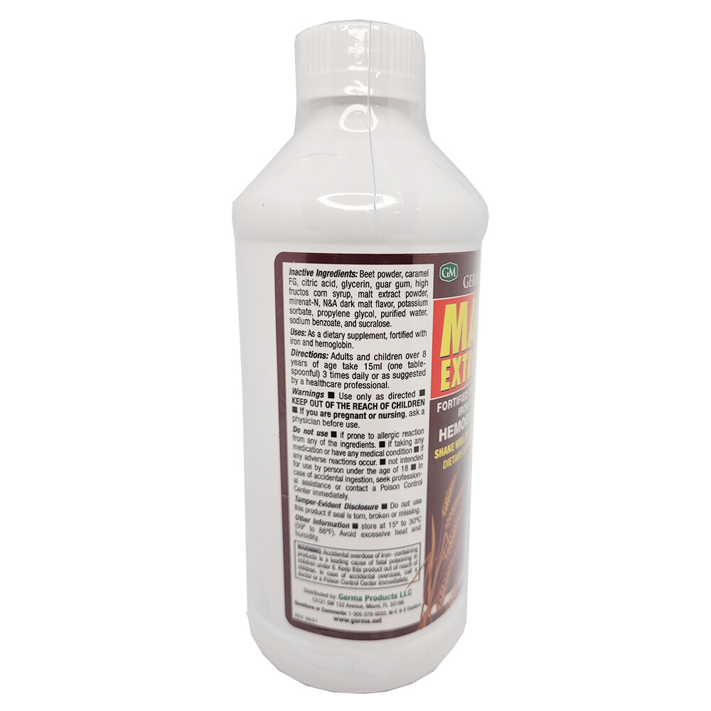 Germa Malt Extract Liquid. Fortified with Iron, Vitamin B12 ...