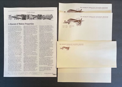 THE WORLDS SMALLEST AVIATION MUSEUM LETTERHEAD AND ENVELOPE | eBay