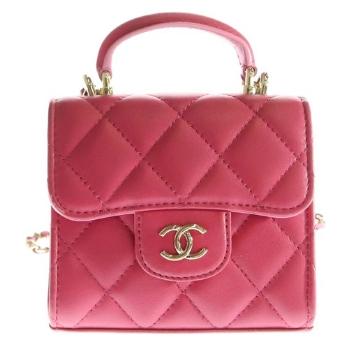 AUTH CHANEL MATELASSE COIN PERTH CHAIN SHOULDER BAG AP2200 LEATHER PINK ...