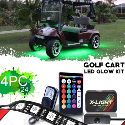4PC MILLION LEDS GOLF CART KART LED UNDER GLOW NEON LIGHTS 12 VOLT KIT ...