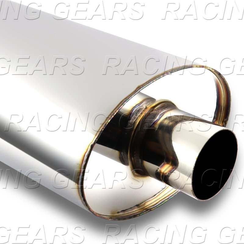3" Dual Flat Tip T-304 Stainless Exhaust Resonator Muffler 2.5" Inlet ...