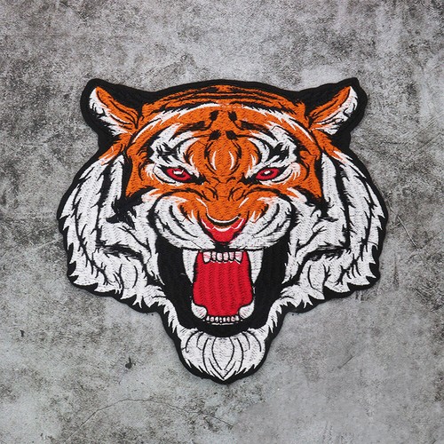 Large Fierce Roaring Tiger Embroidered Iron-On Patch 8.6" Applique for Jackets | eBay