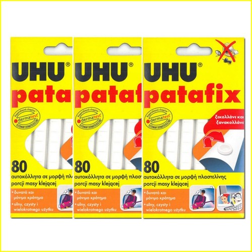3 x UHU Patafix Glue Pads - White Reusable Removable - Pack of 80 Pads ...