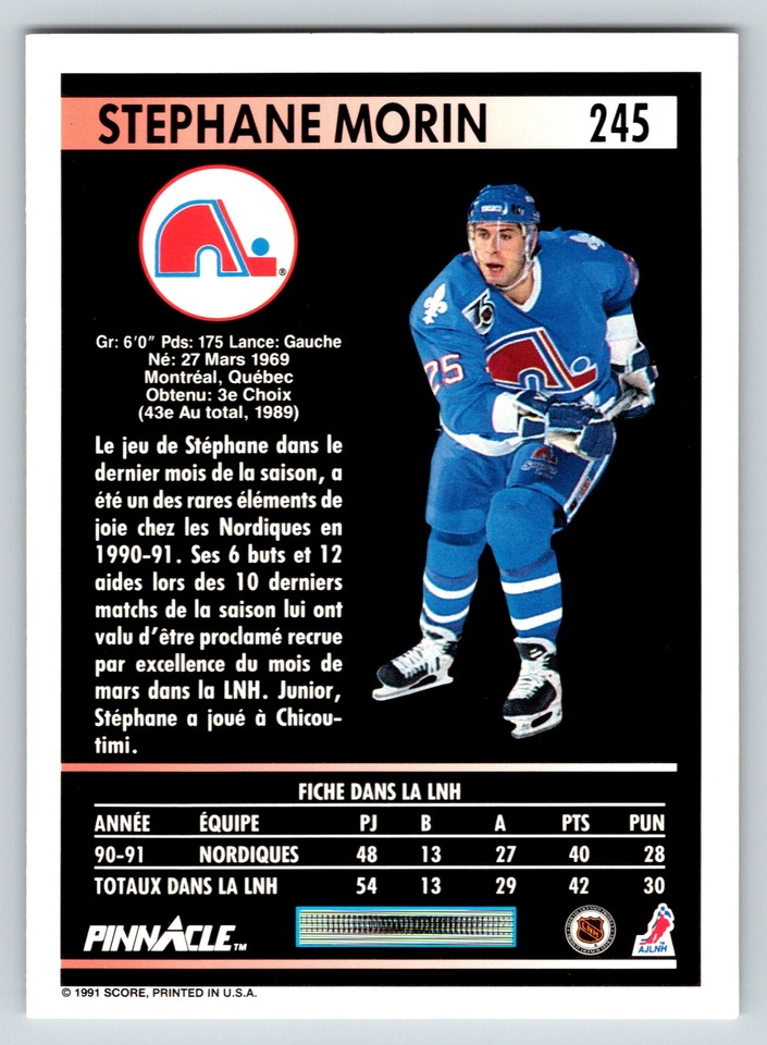 1991 Pinnacle French #245 Stephane Morin NM | eBay