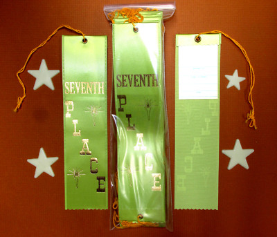 PACK of 25 SEVENTH 7th PLACE Quality Award Ribbons wCard/String 2x8 ...
