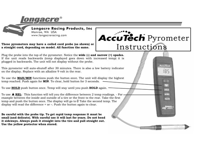 Longacre 52-50640 AccuTech Deluxe Digital Pyrometer Racing Tire ...
