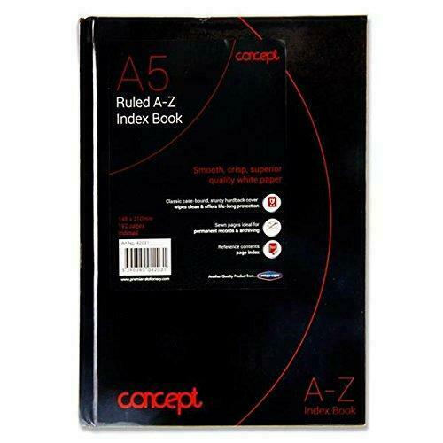 A5 Premier Concept a to Z Index Book Black - 192 Pages Size 210mm X ...
