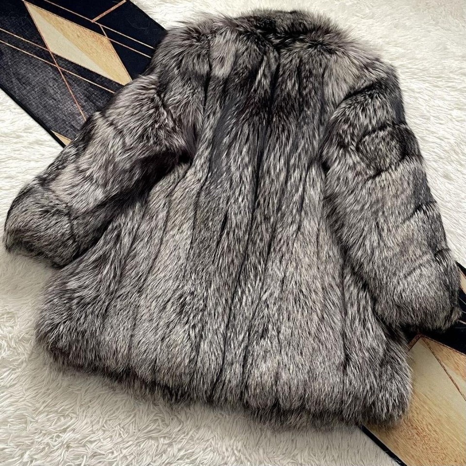 Royal Saga Fox Silver Fur Coat XL Real Fox Fur AB Condition | eBay UK