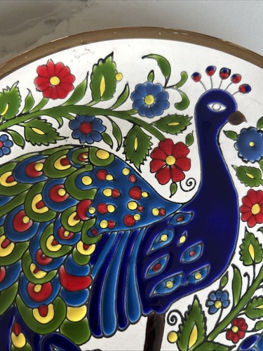 Dakas Pottery Hand Made Plate Rhodes Greece Faliraki-Archagelos Peacock ...