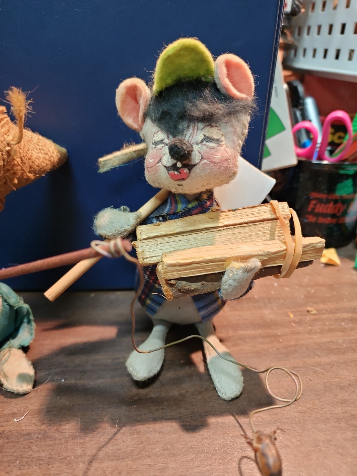 2 Annalee Mobilitree Dolls 6" Vintage 1971 Fishing Mouse with frog ...