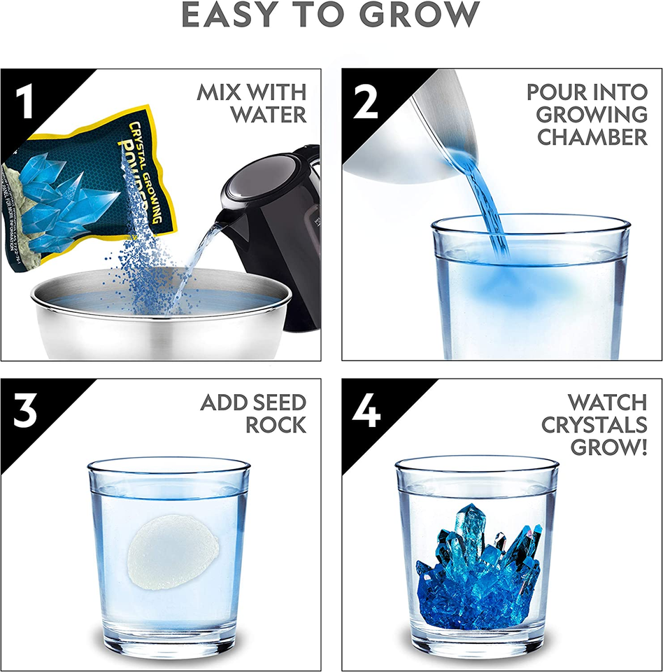 Mega Crystal Growing Kit - Grow 6 Crystals, Science Experiment for Kids ...
